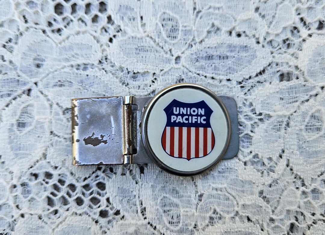 Vintage Union Pacific Railroad Themed Money Clip Scuffy Aged and Worn ...