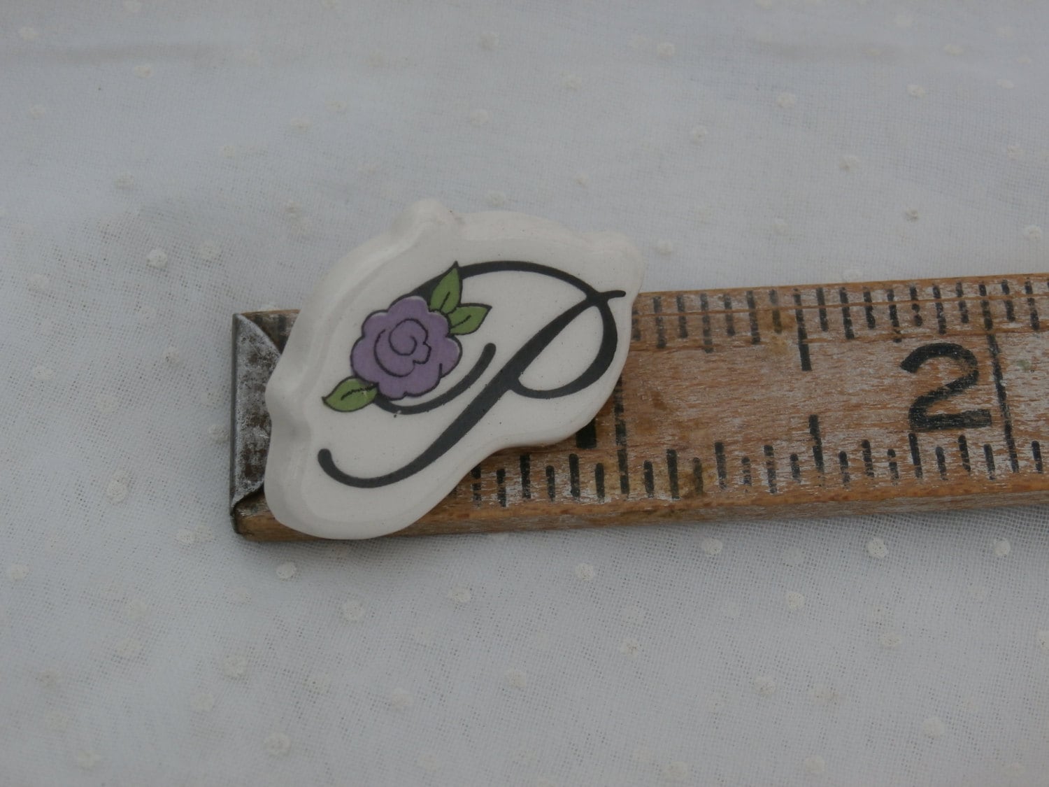 Ceramic Letter P Initial Pin Brooch Vintage 1980s with Purple | Etsy