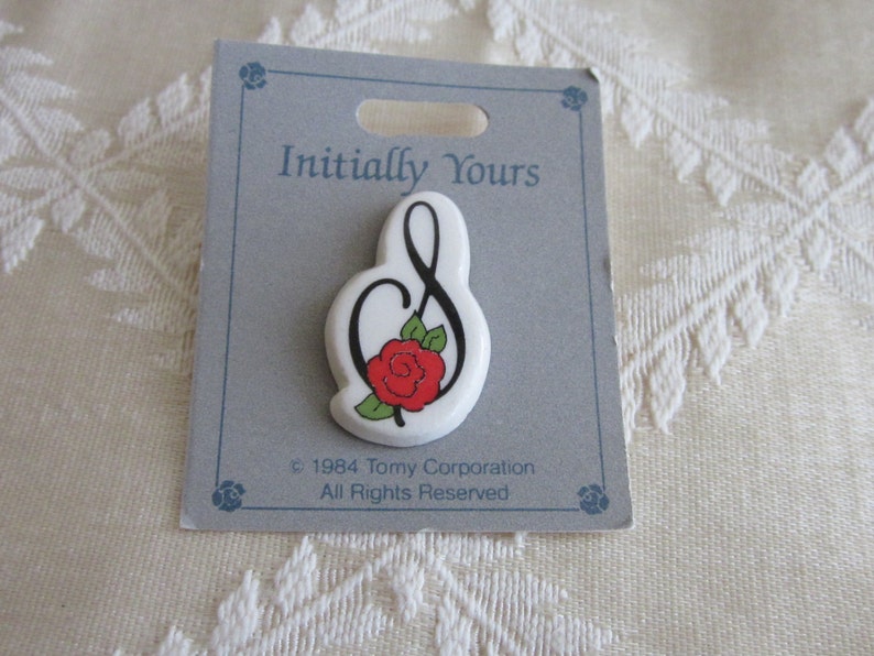 Letter S With Red Rose Initial Pin Brooch Vintage 1980s - Etsy