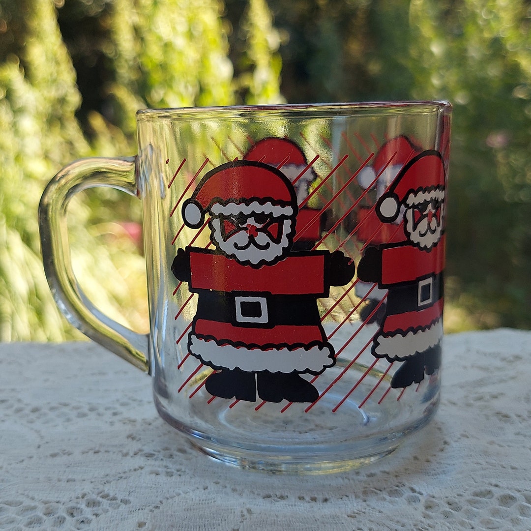 Vintage Luminarc Santa Claus Glass Mug, Christmas Coffee Cup - Etsy
