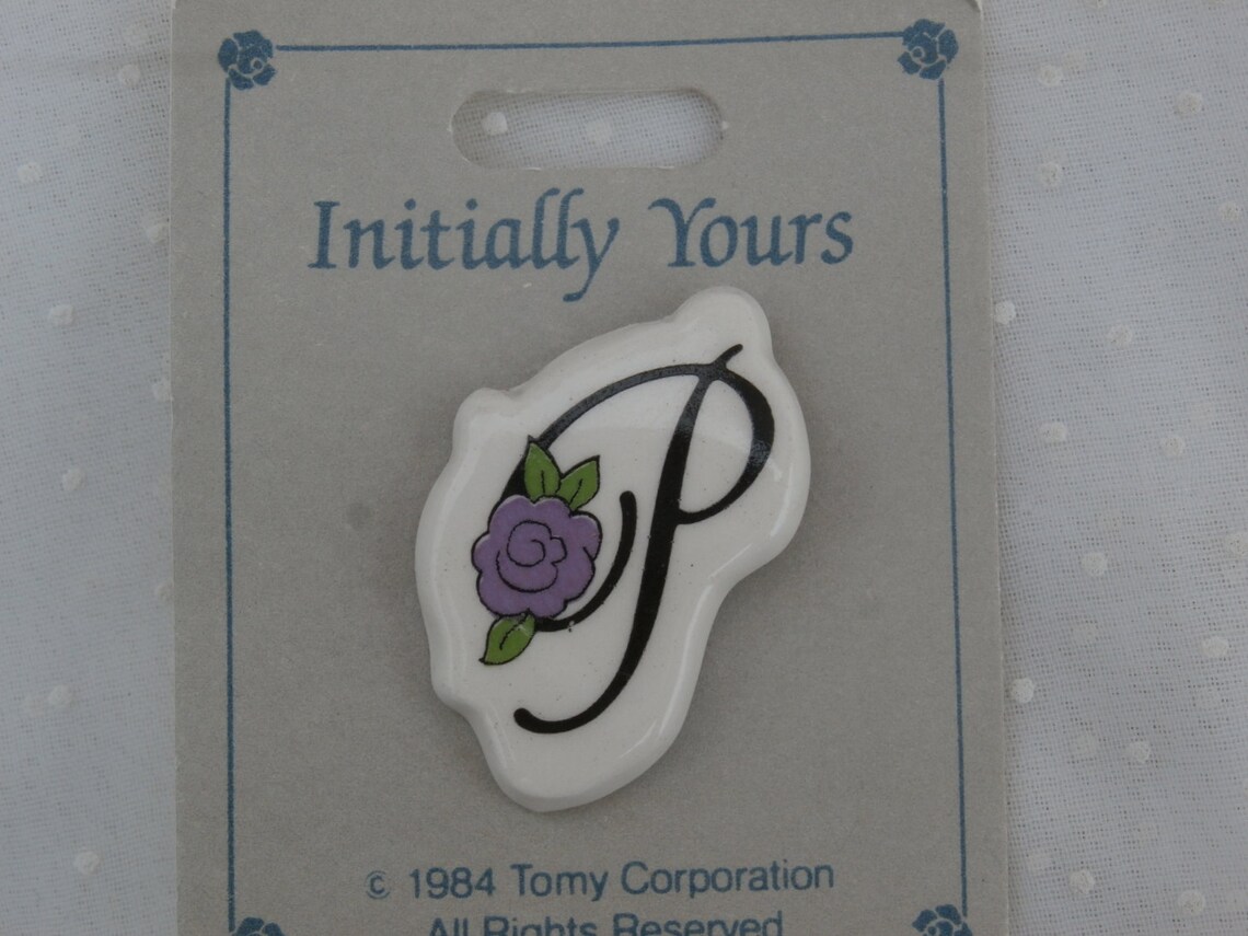 Ceramic Letter P Initial Pin Brooch Vintage 1980s With Purple - Etsy
