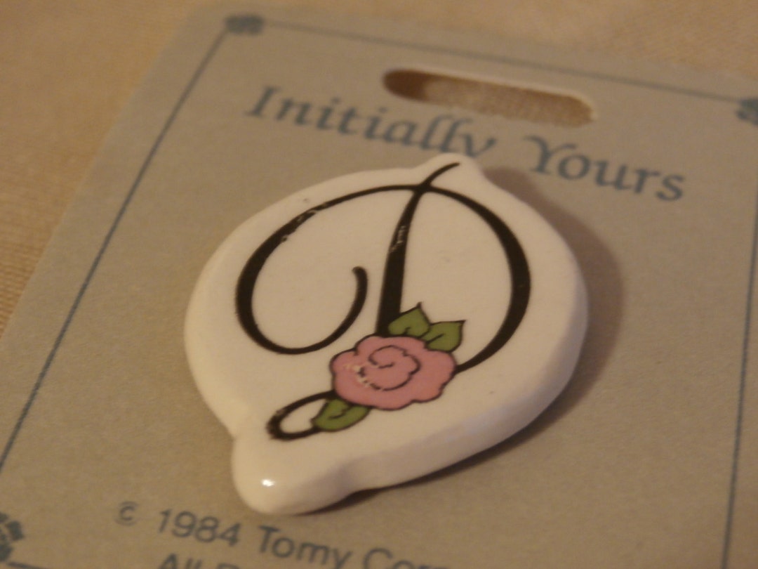 Vintage Letter Brooch Initial D Pin With Pink Rose Letter D 80s - Etsy