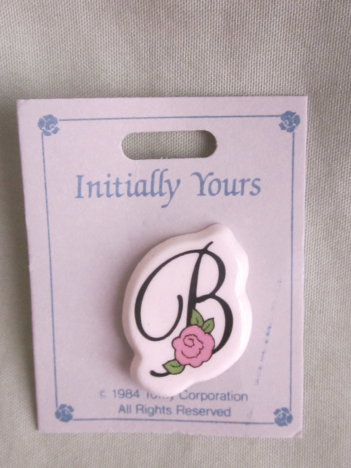 Vintage Initial B With Pink Rose 1984 New Old Stock Still on - Etsy