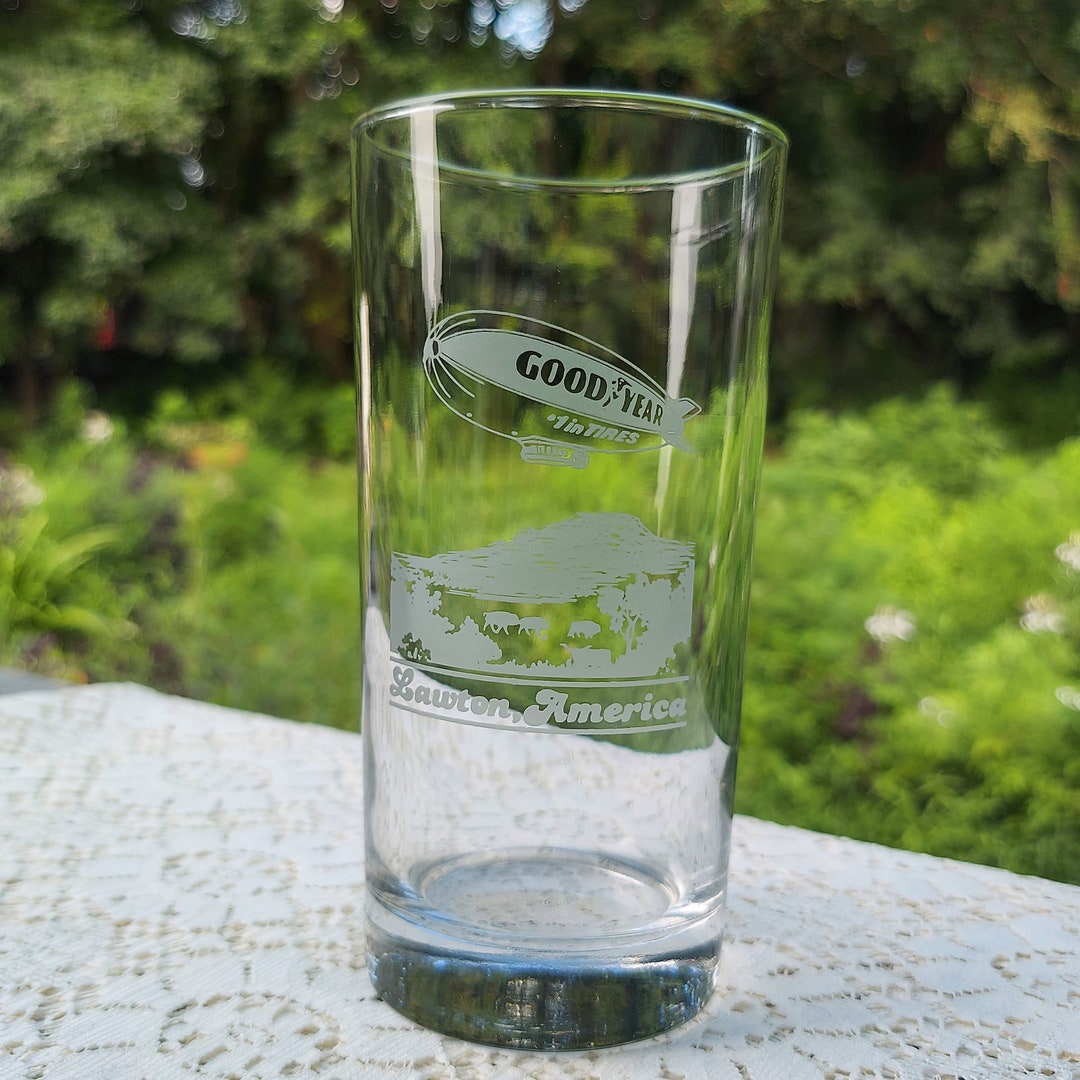 Goodyear Blimp Tires Advertising Glass Tumbler Vintage Lawton OK - Etsy