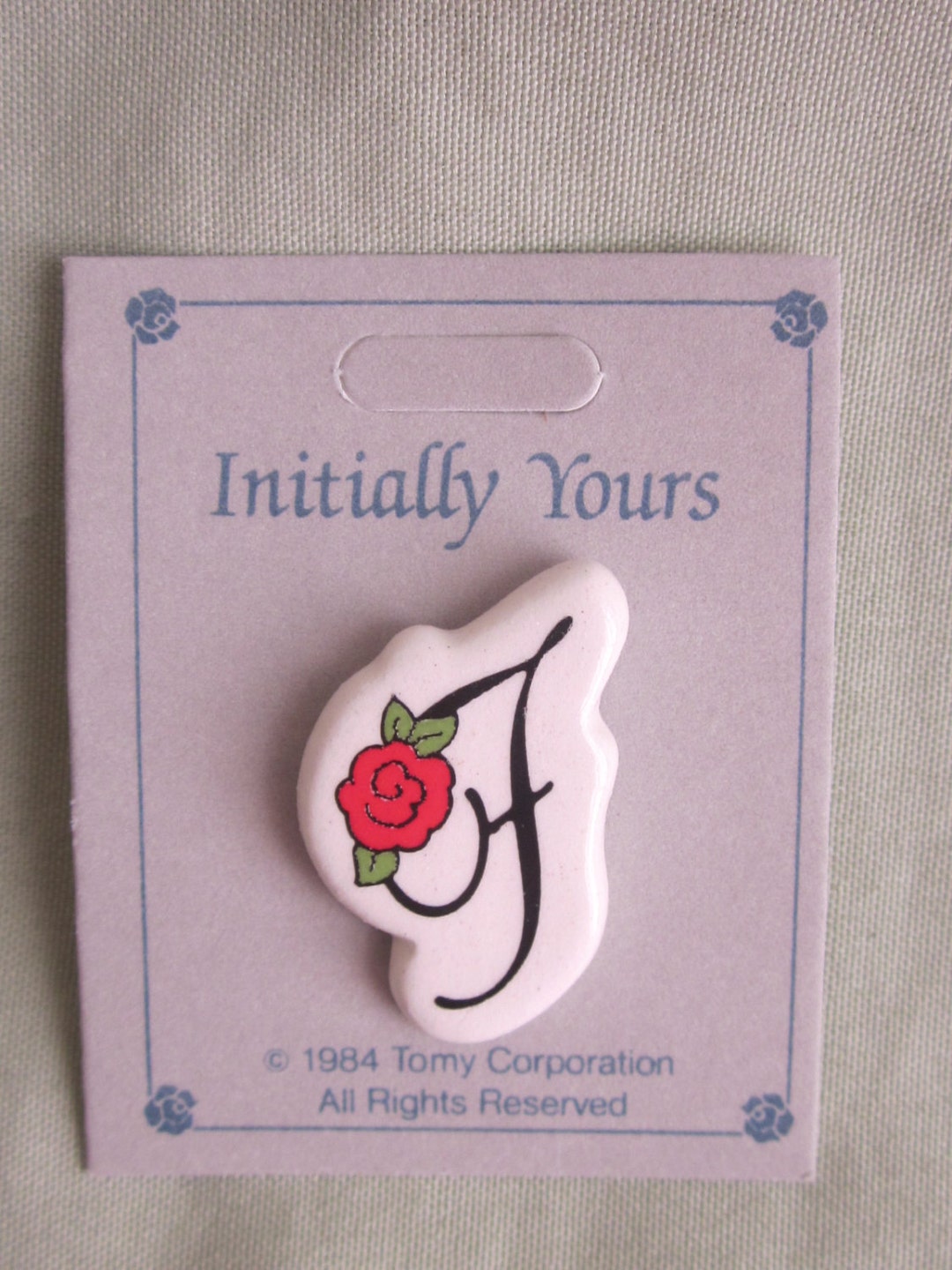Letter F With Red Rose Vintage 80s Ceramic Initial Brooch Pin - Etsy