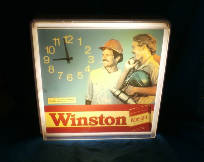Big Winston Cigarette Advertising Clock, Lighted, Great for Man Cave or ...
