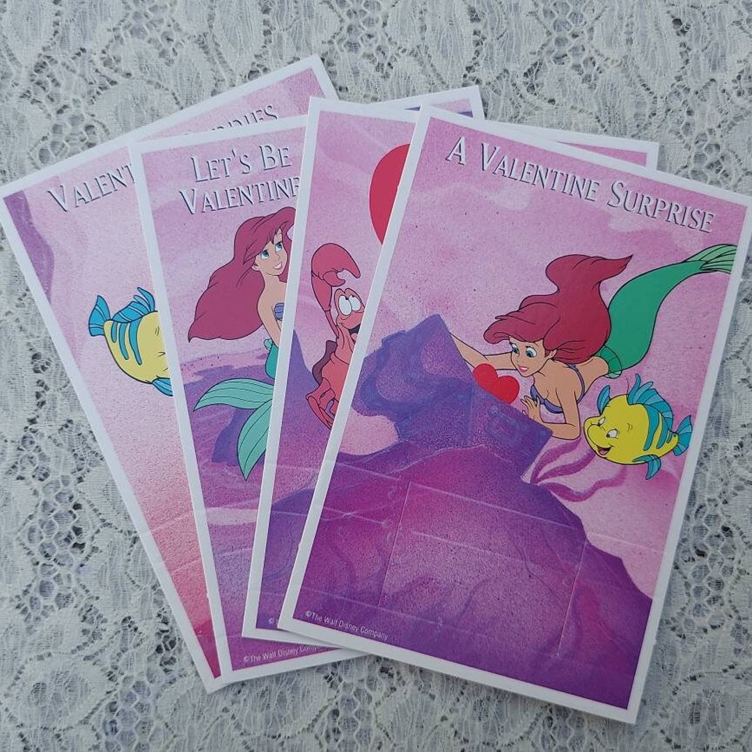 Vintage 1990s Era Valentine's Cards Ariel Disney's Little Mermaid 4 ...
