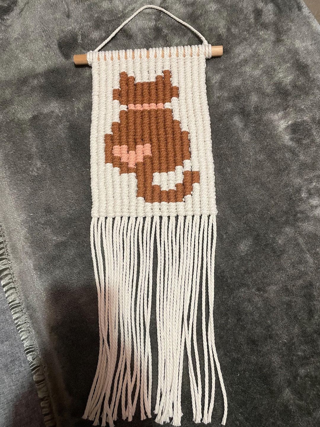Cat Pixel Art Macrame Wall Hanging - Etsy