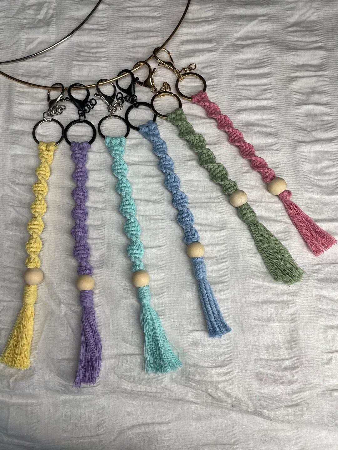 Macrame Spiral Keychain - Etsy