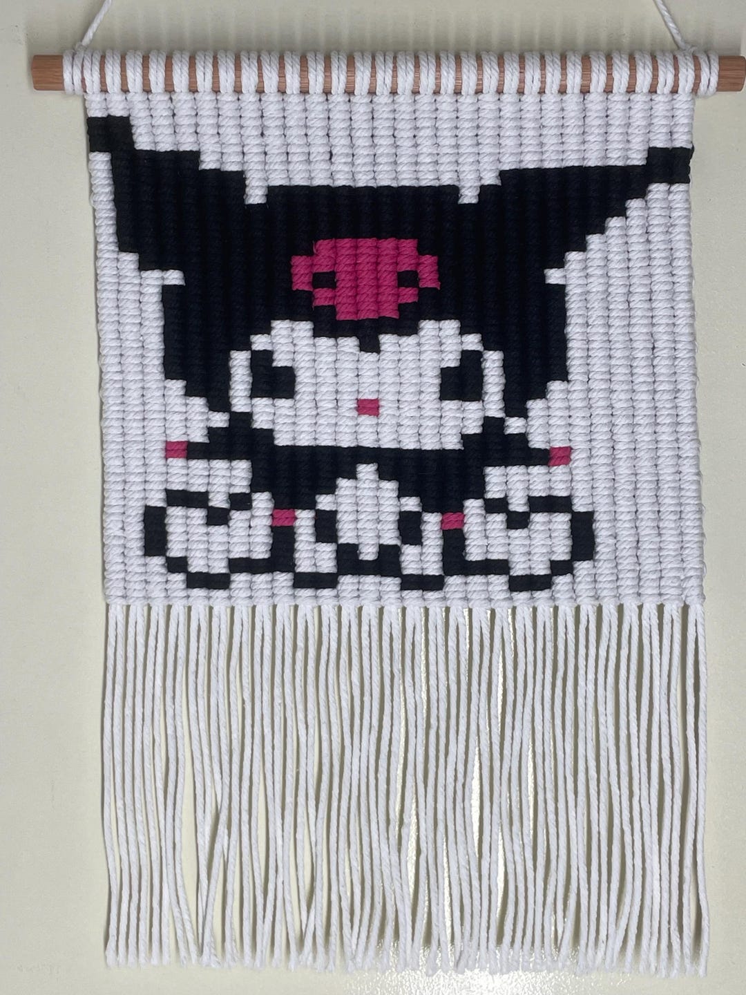Kuromi Pixel Art Macrame Wall Hanging. - Etsy