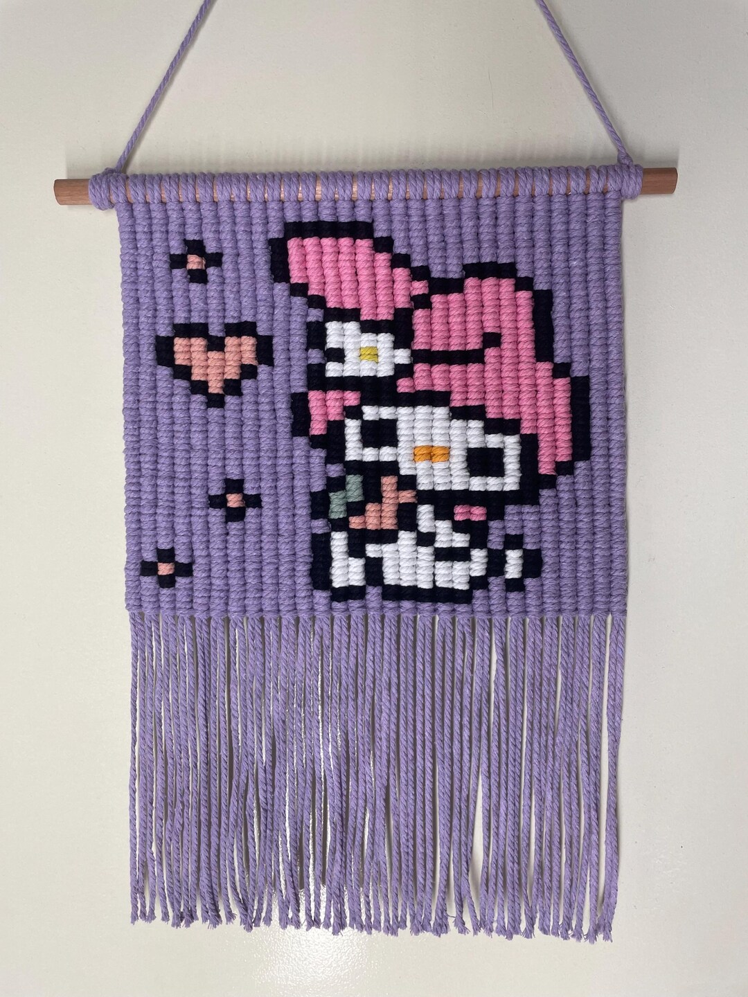 My Melody Pixel Art Macrame Wall Hanging - Etsy