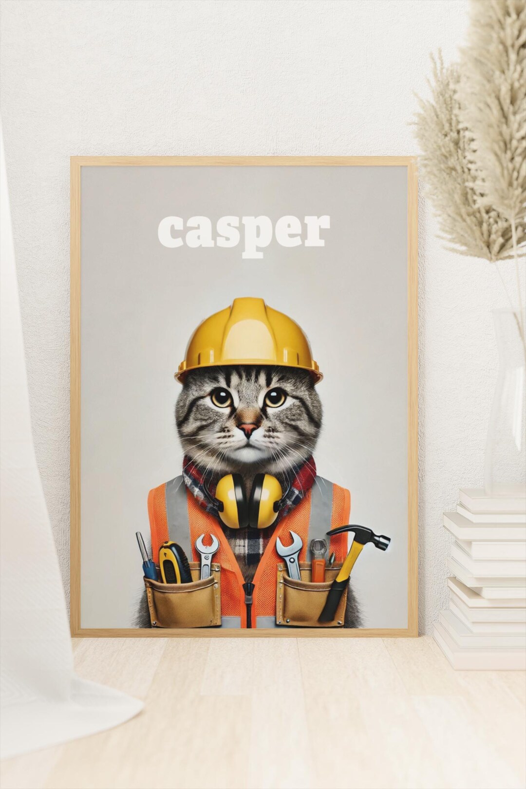 Custom Construction Worker Portrait From Photo, Pet Painting Birthday ...