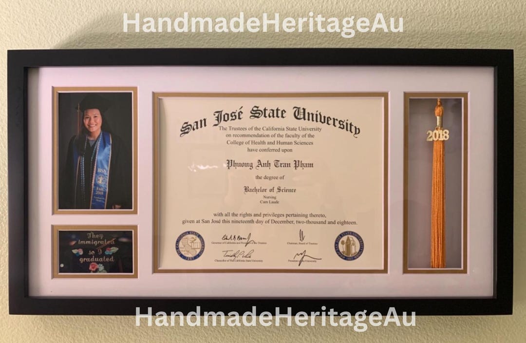 Wooden Diploma Frame With Tassel Holder & Photo | Graduation Frame | Diploma Shadow Box | Gift ...