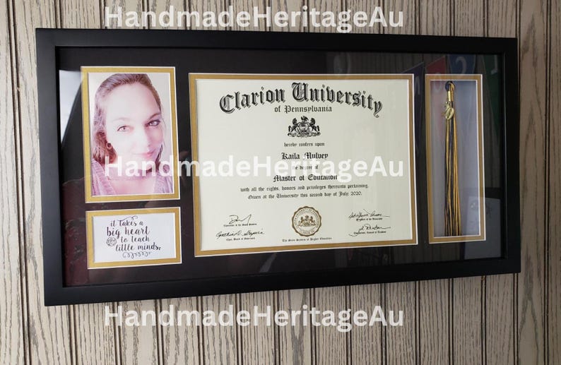 Wooden Diploma Frame With Tassel Holder & Photo | Graduation Frame ...