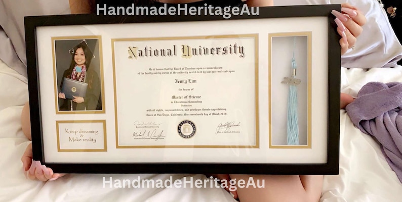 Wooden Diploma Frame With Tassel Holder & Photo | Graduation Frame ...