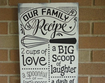 Family Recipe Sign - Etsy