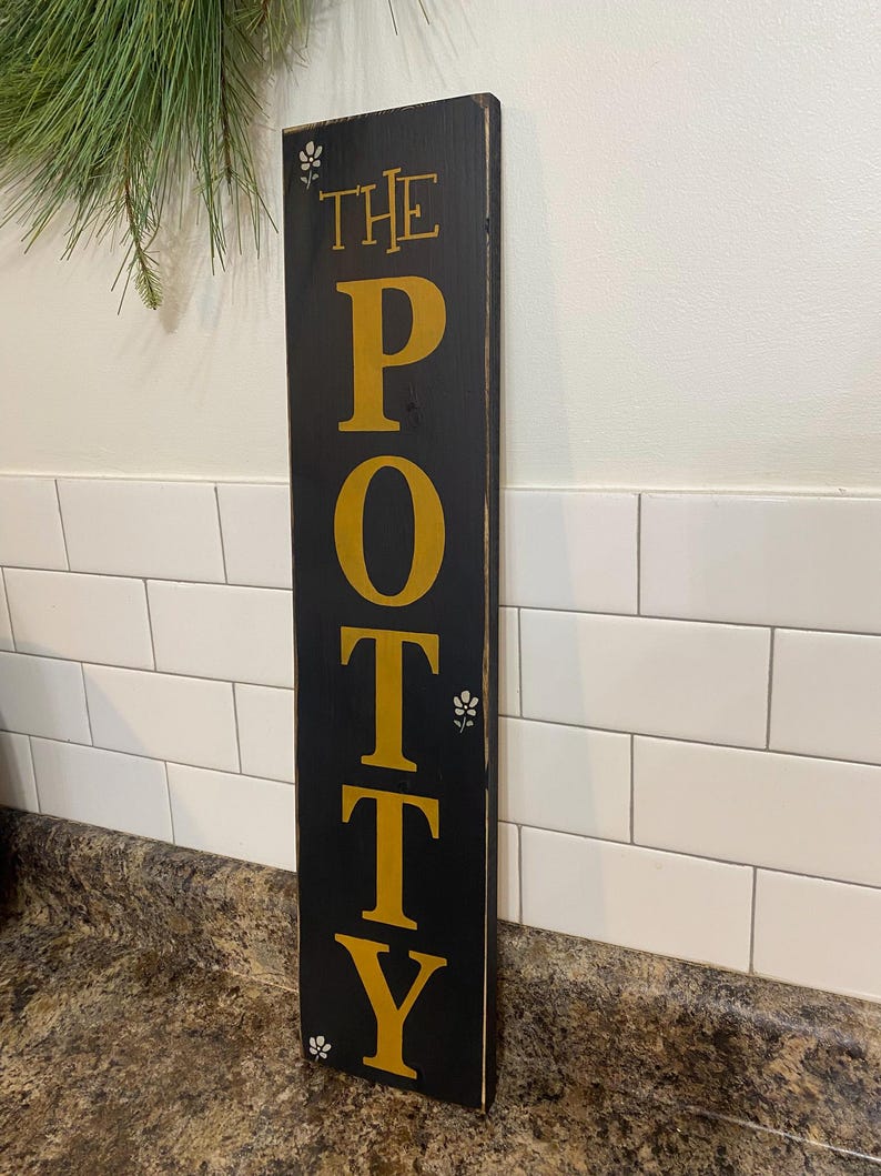 Hand-painted "the Potty" Wood Bathroom Sign - Rustic Farmhouse Decor - Etsy