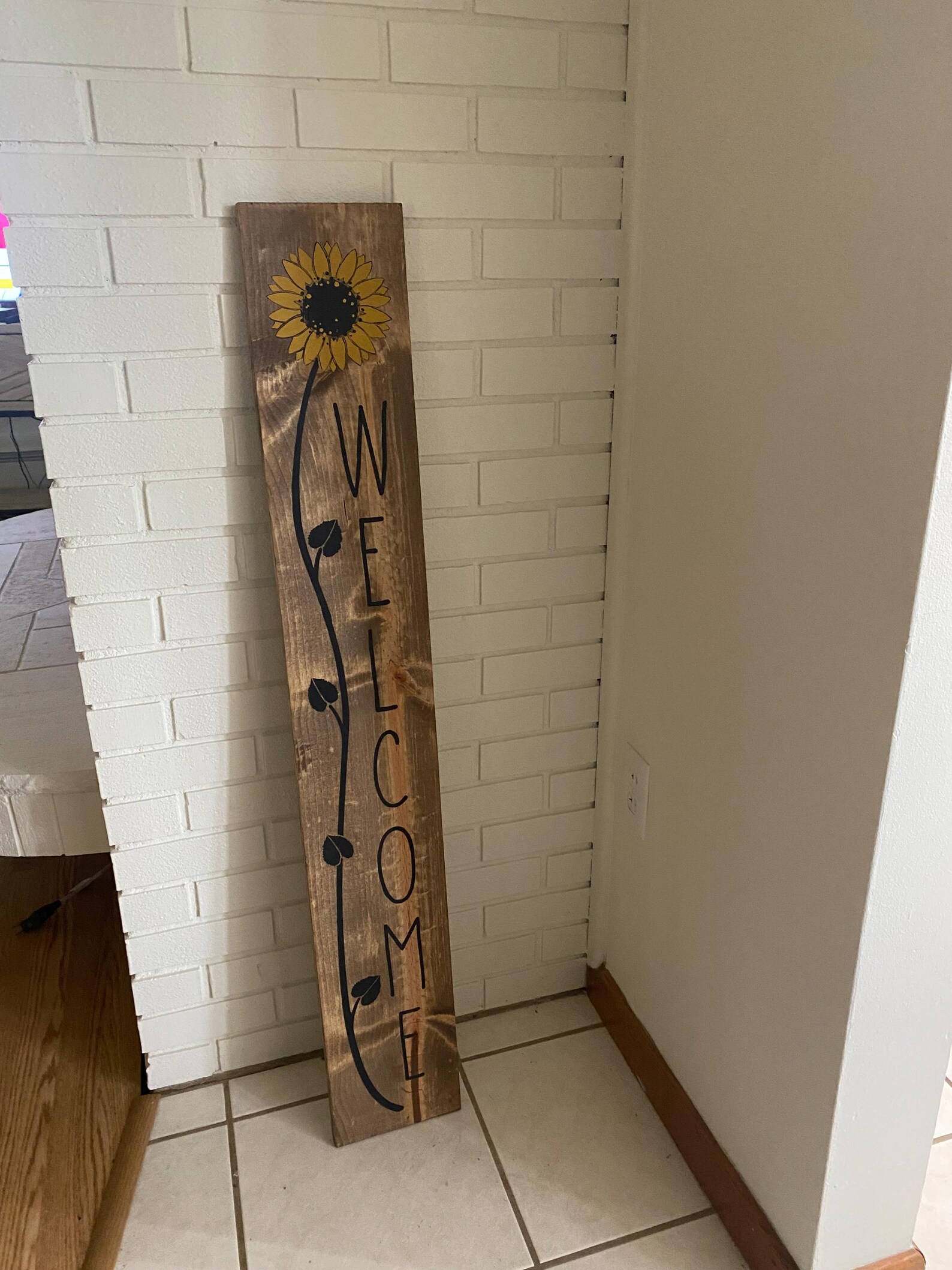 Sunflower Welcome Sign: Rustic Wood Vertical Porch Decor (48x7.5) - Etsy