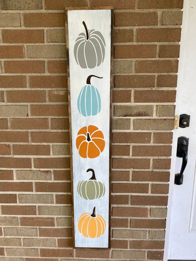 Fall Pumpkin Sign Porch Pumpkin Wood Sign Vertical - Etsy
