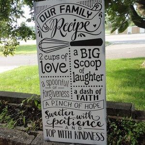 Kitchen Sign - Wooden Sign - Farmhouse Style / Our Family Recipe ...