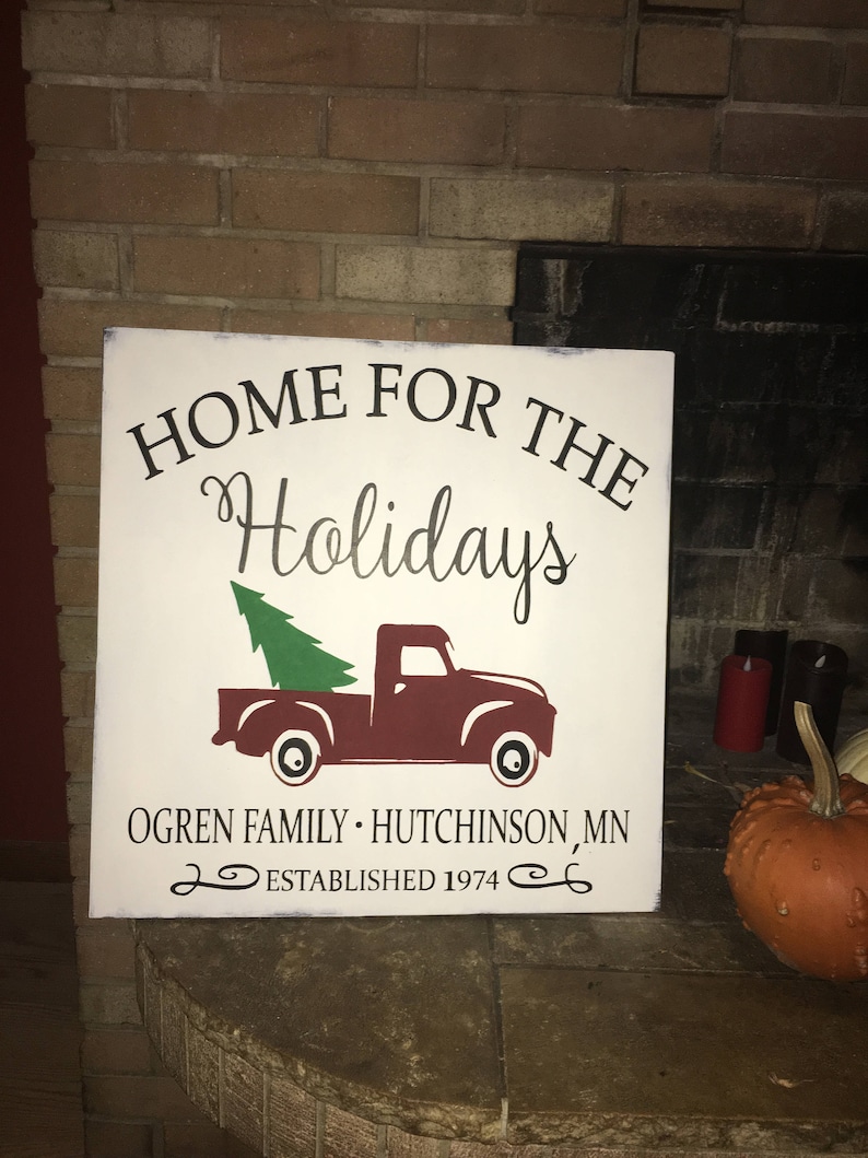 Home For The Holidays Christmas Sign Wood Sign Personalized | Etsy
