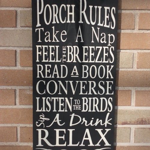 Porch Rules Front Porch Back Porch Wood Sign - Etsy
