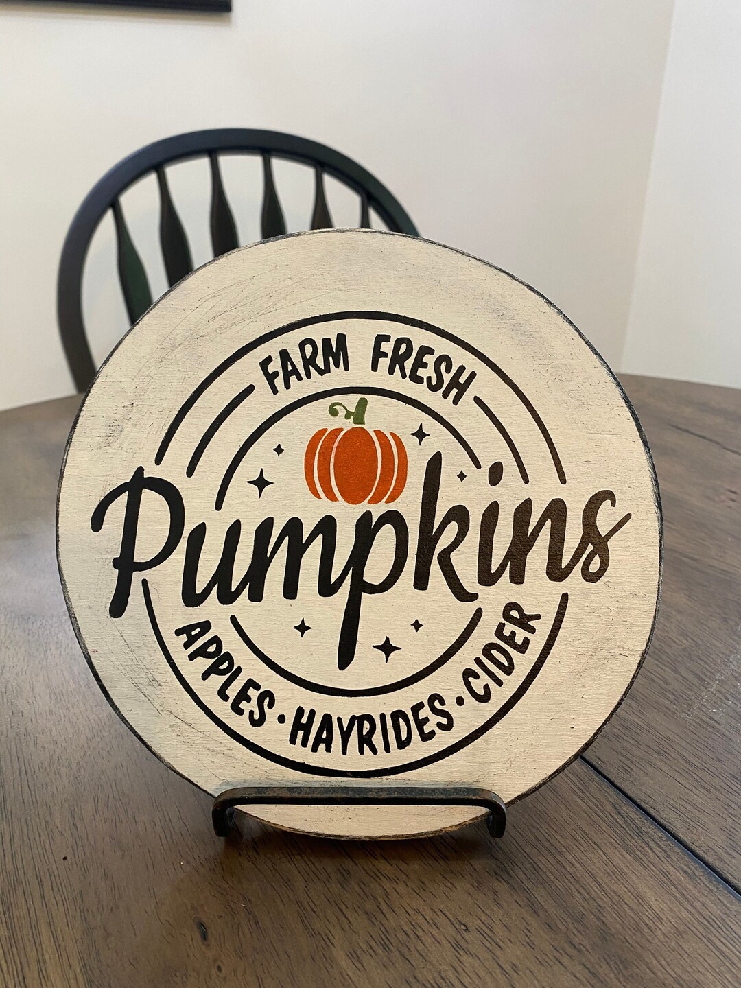 Farm Fresh Pumpkins Apples Hayrides Cider Wood Sign - Round Wood Sign ...