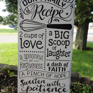 Kitchen Sign - Wooden Sign - Farmhouse Style / Our Family Recipe ...