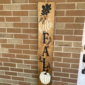 Hand-painted Hello Fall Vertical Porch Sign: 43" Wood Autumn Decor - Etsy
