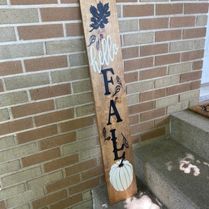 Vertical Sign, Hello Fall, Porch Sign, Fall Sign, Autumn Sign, Fall ...