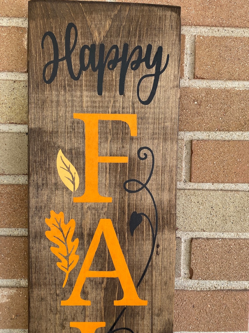 Hand-painted "happy Fall Y'all" Wood Porch Sign: Stained Dark Walnut - Etsy