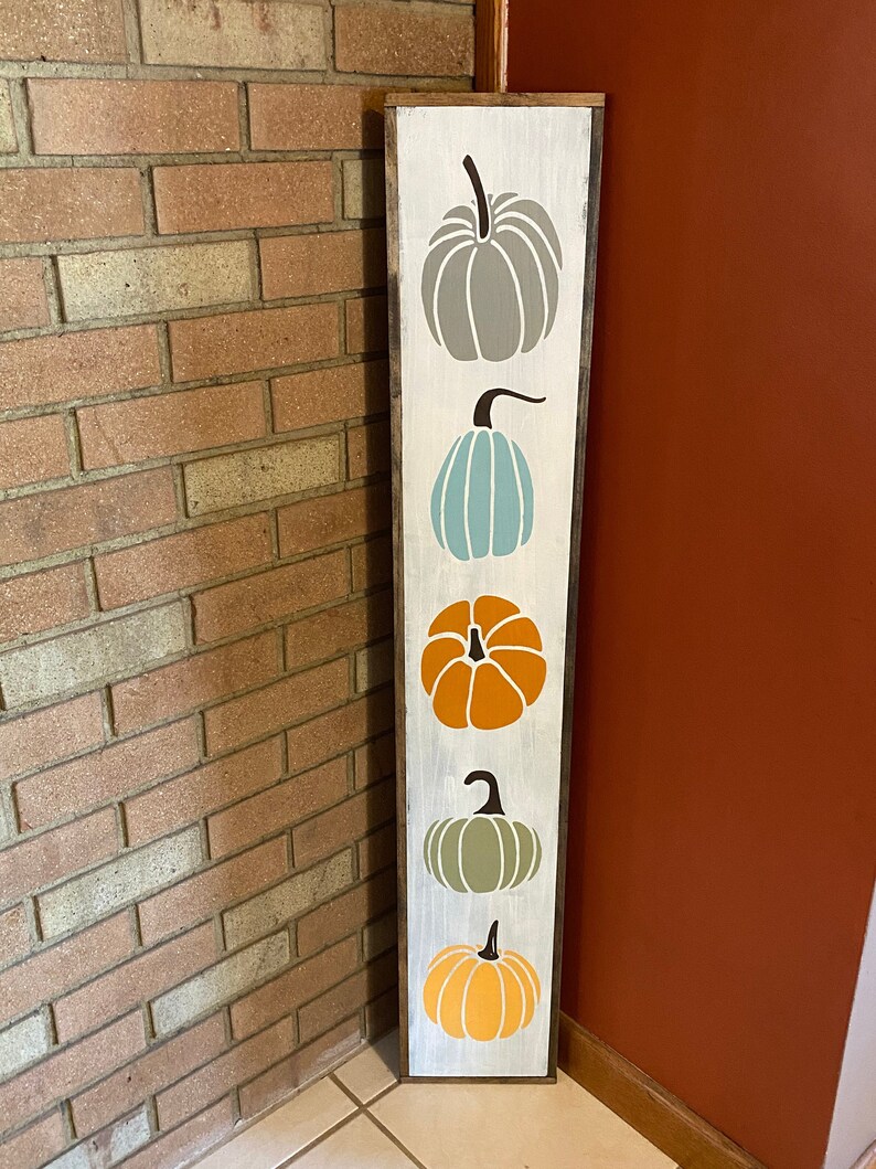 Fall Pumpkin Sign Porch Pumpkin Wood Sign Vertical - Etsy