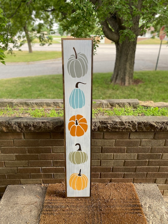 Fall Pumpkin Sign Porch Pumpkin Wood Sign Vertical - Etsy