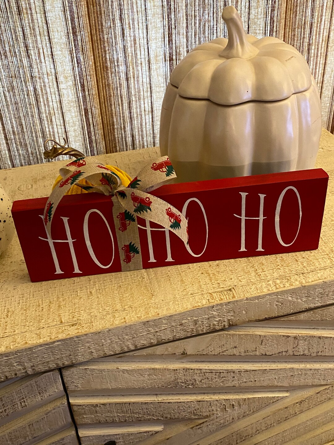 Red Christmas HO HO HO Sign, Rustic Farmhouse Decor - Etsy