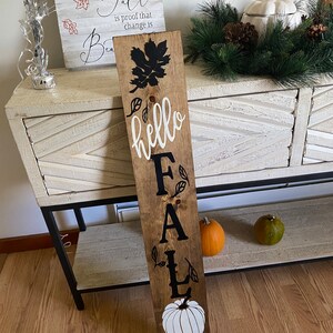 Vertical Sign, Hello Fall, Porch Sign, Fall Sign, Autumn Sign, Fall ...