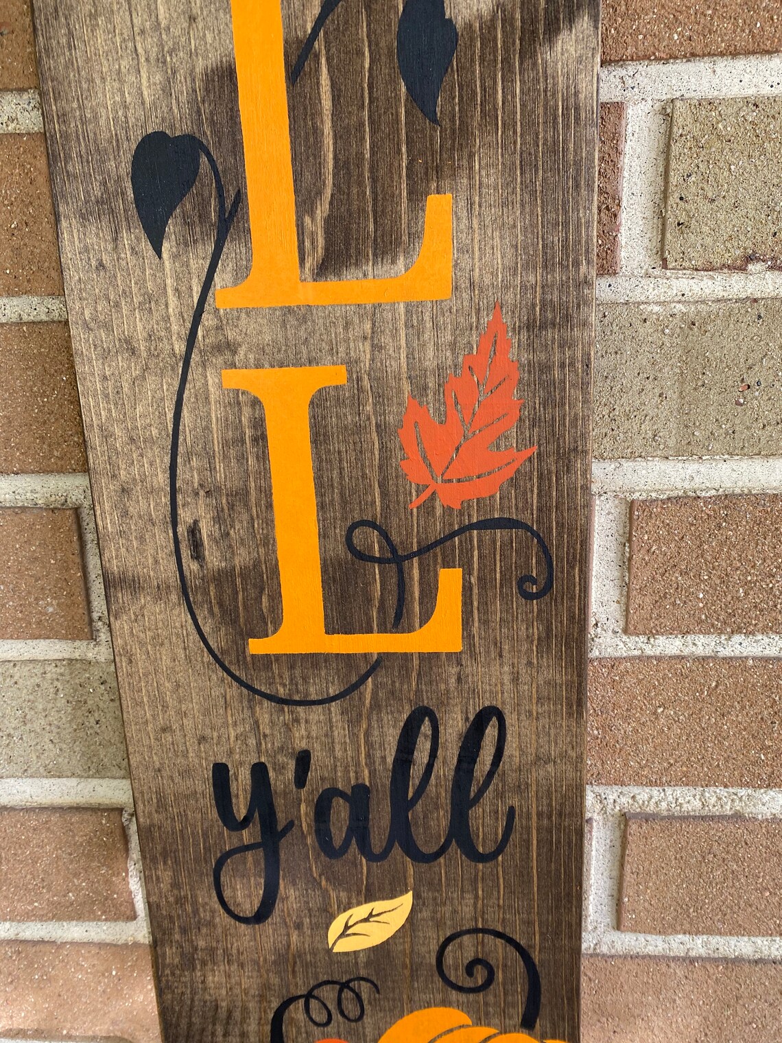 Hand-painted "happy Fall Y'all" Wood Porch Sign: Stained Dark Walnut - Etsy