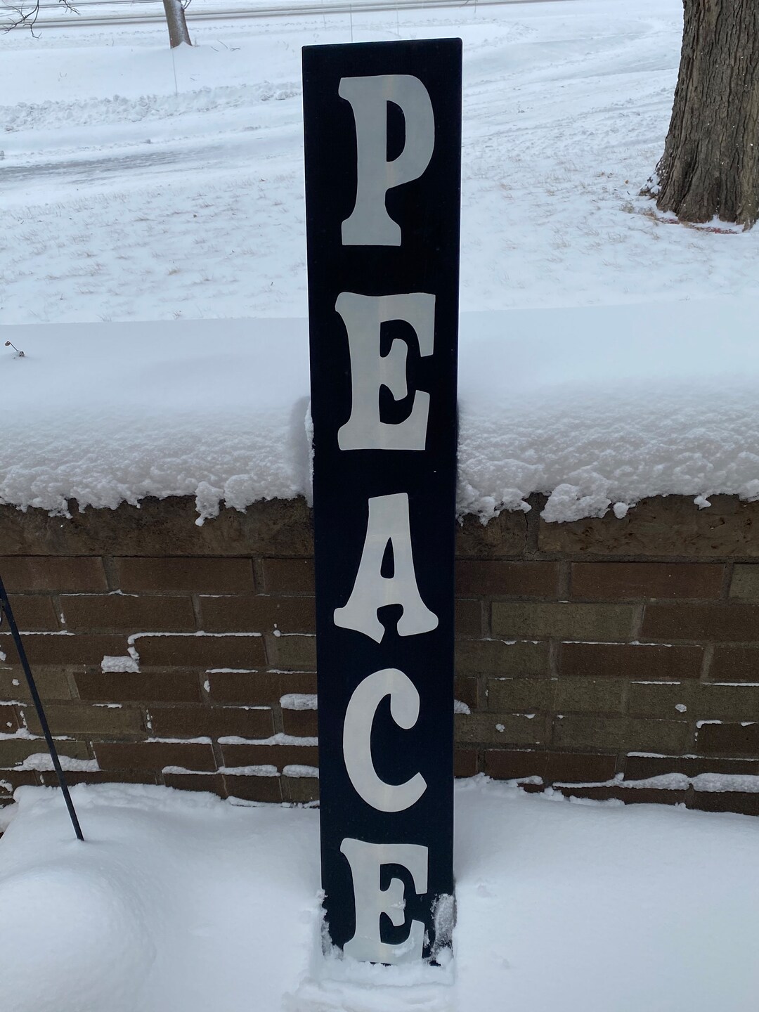 PEACE Wood Christmas Sign - Christmas Porch Decor - Vertical Black and ...