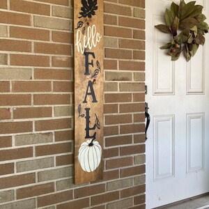 Hand-painted Hello Fall Vertical Porch Sign: 43" Wood Autumn Decor - Etsy