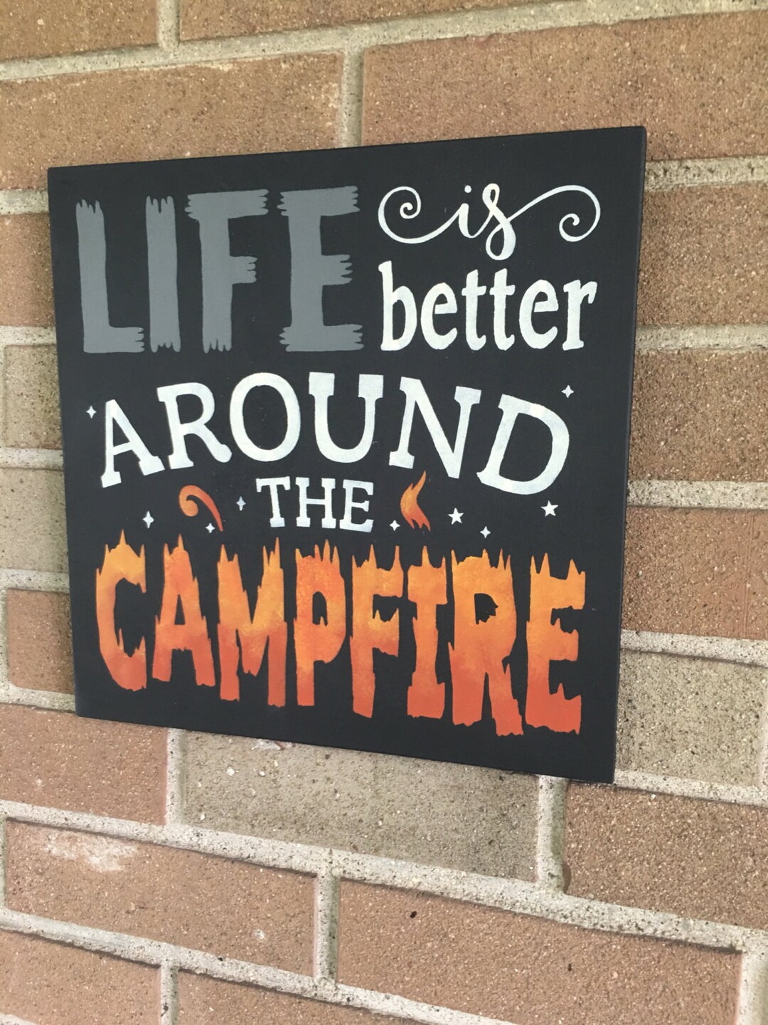 Campfire Wood Sign: Rustic Backyard Bonfire Decor (12"x12") - Etsy