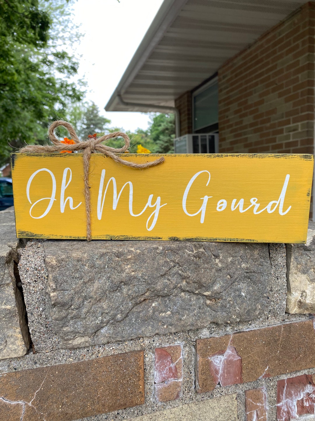 Oh My Gourd Fall Sign: Rustic Hand-painted Farmhouse Decor - Etsy