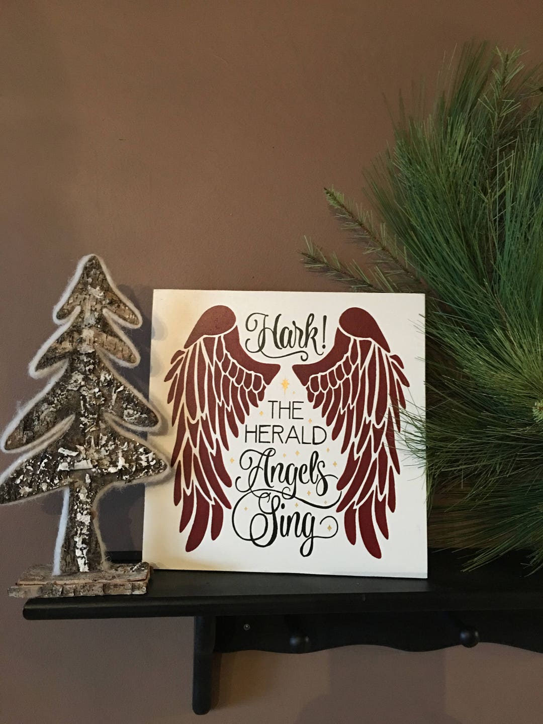 Hark! the Herald Angels Sing Christmas Wood Sign: Rustic Painted Decor ...