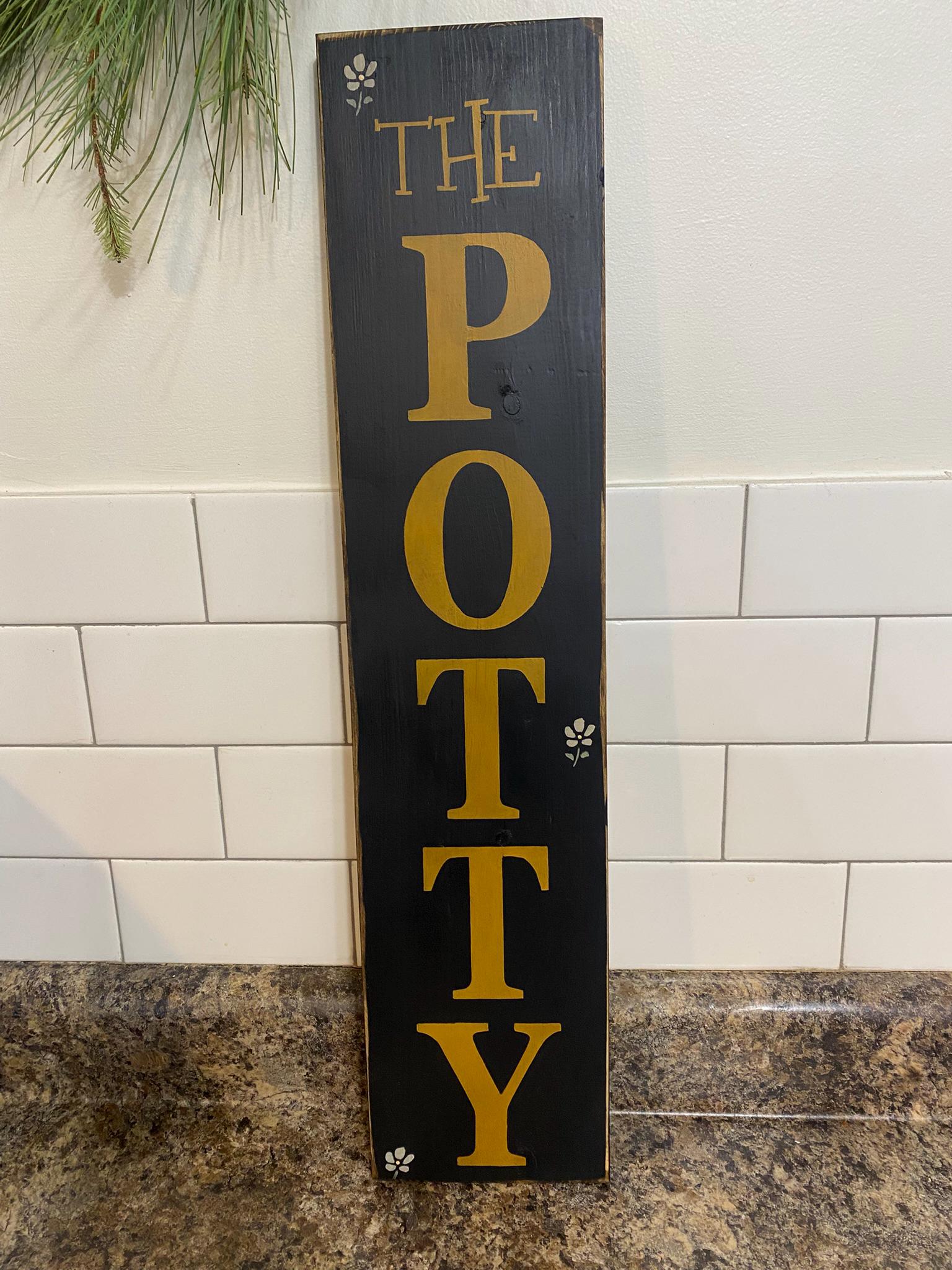 Hand-painted "the Potty" Wood Bathroom Sign - Rustic Farmhouse Decor - Etsy