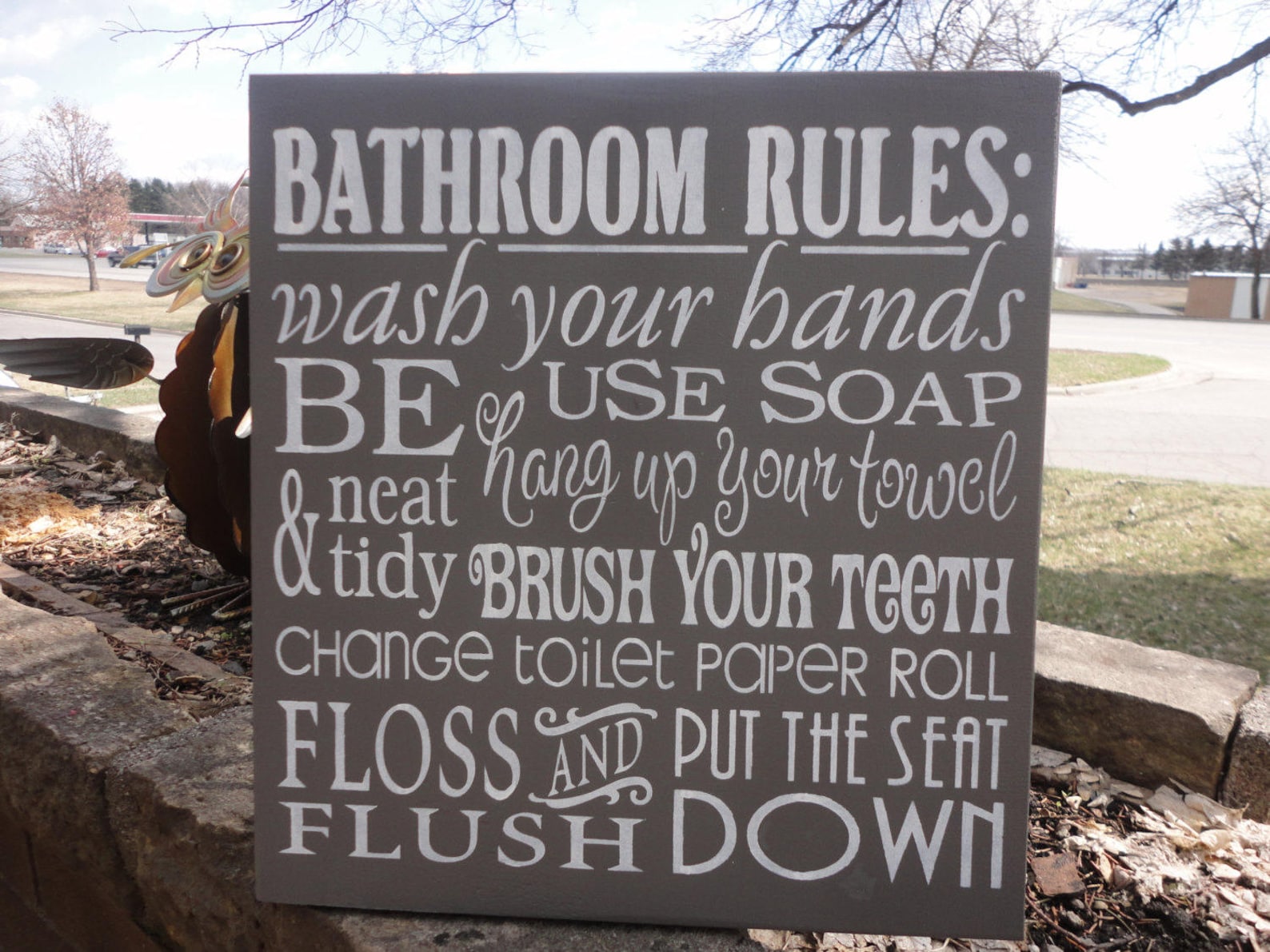 BATHROOM Sign / Bathroom Rules Sign / Decorate Your Bathroom - Etsy