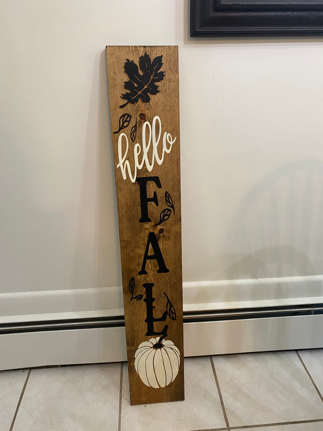 Vertical Sign, Hello Fall, Porch Sign, Fall Sign, Autumn Sign, Fall ...