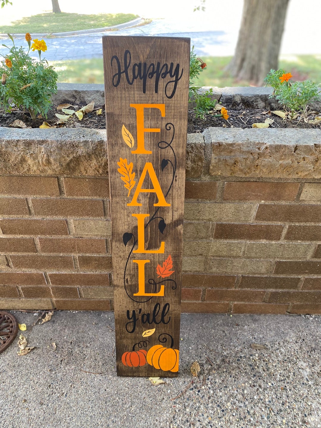 Hand-painted Fall Porch Sign: Stained Wood Harvest Decor - Etsy