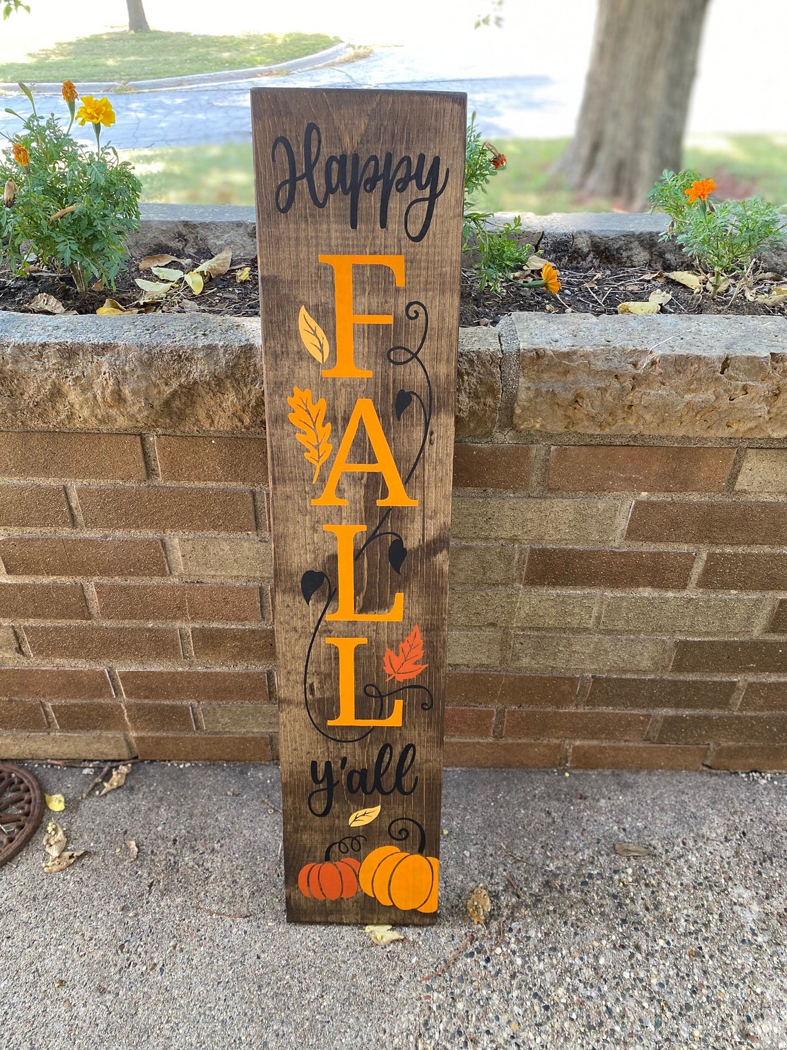 Happy Fall Y'all Fall Porch Sign Stained Vertical Fall - Etsy