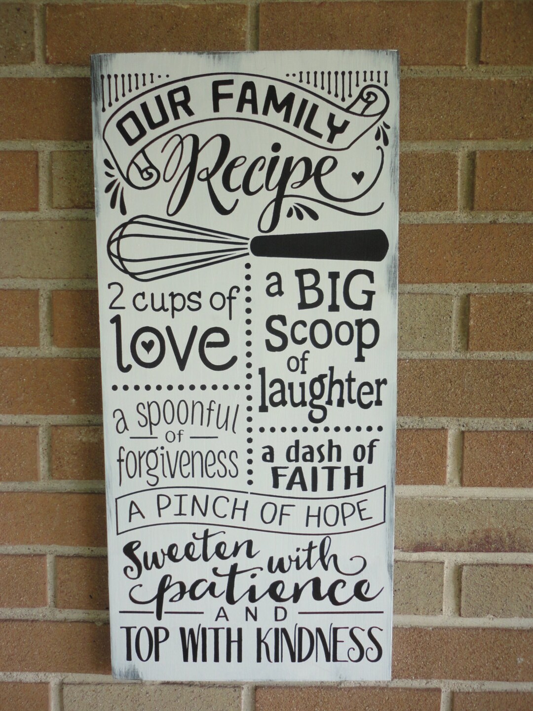 Kitchen Sign - Wooden Sign - Farmhouse Style / Our Family Recipe ...