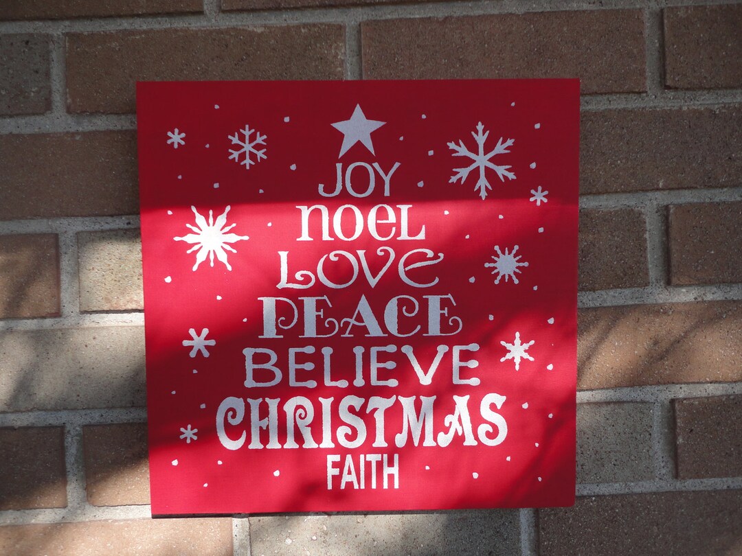 Joy Noel Love Peace Believe CHRISTMAS Faith Christmas Tree Sign ...