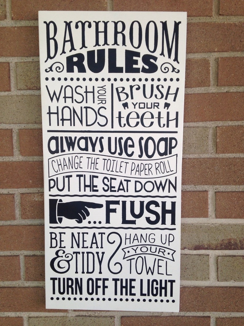 Bathroom Decor Bathroom Rules Sign Home Decor Bathroom - Etsy
