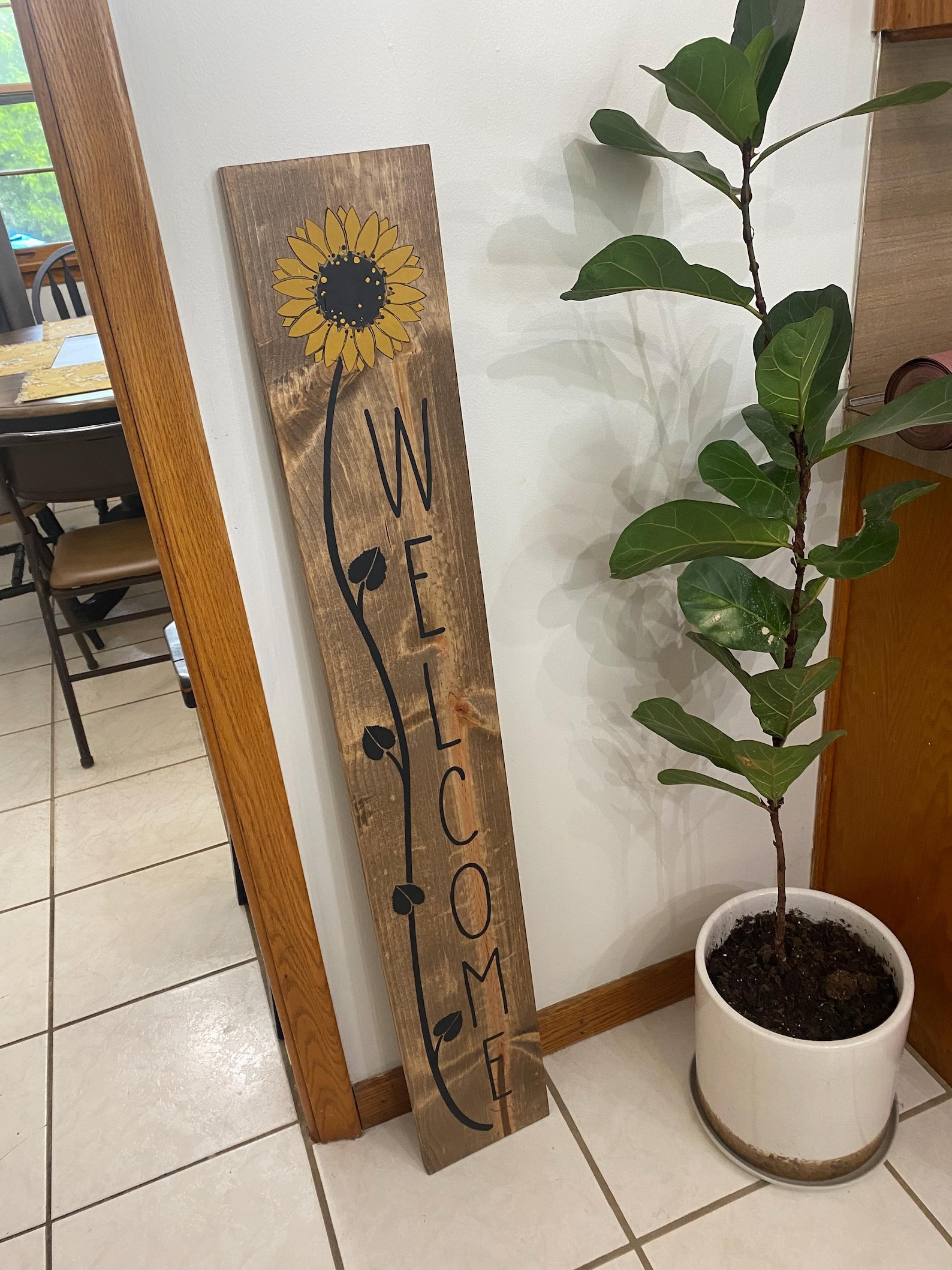 Sunflower Welcome Sign: Rustic Wood Vertical Porch Decor (48x7.5) - Etsy